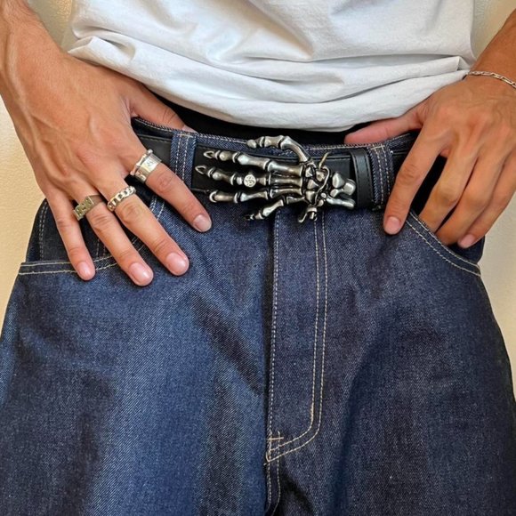 Accessories | Y2k 200s Vintage Style Skeleton Grunge Goth Emo Black ...